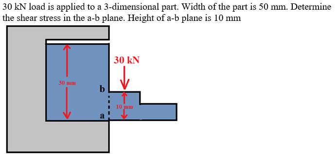 Solved 30kN load is applied to a 3-dimensional part. Width | Chegg.com