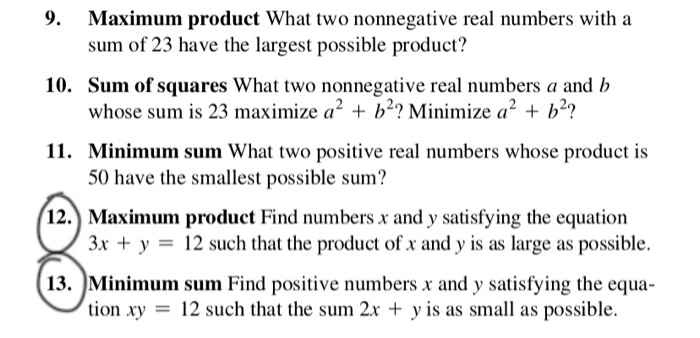 Solved 9. Maximum product What two nonnegative real numbers | Chegg.com
