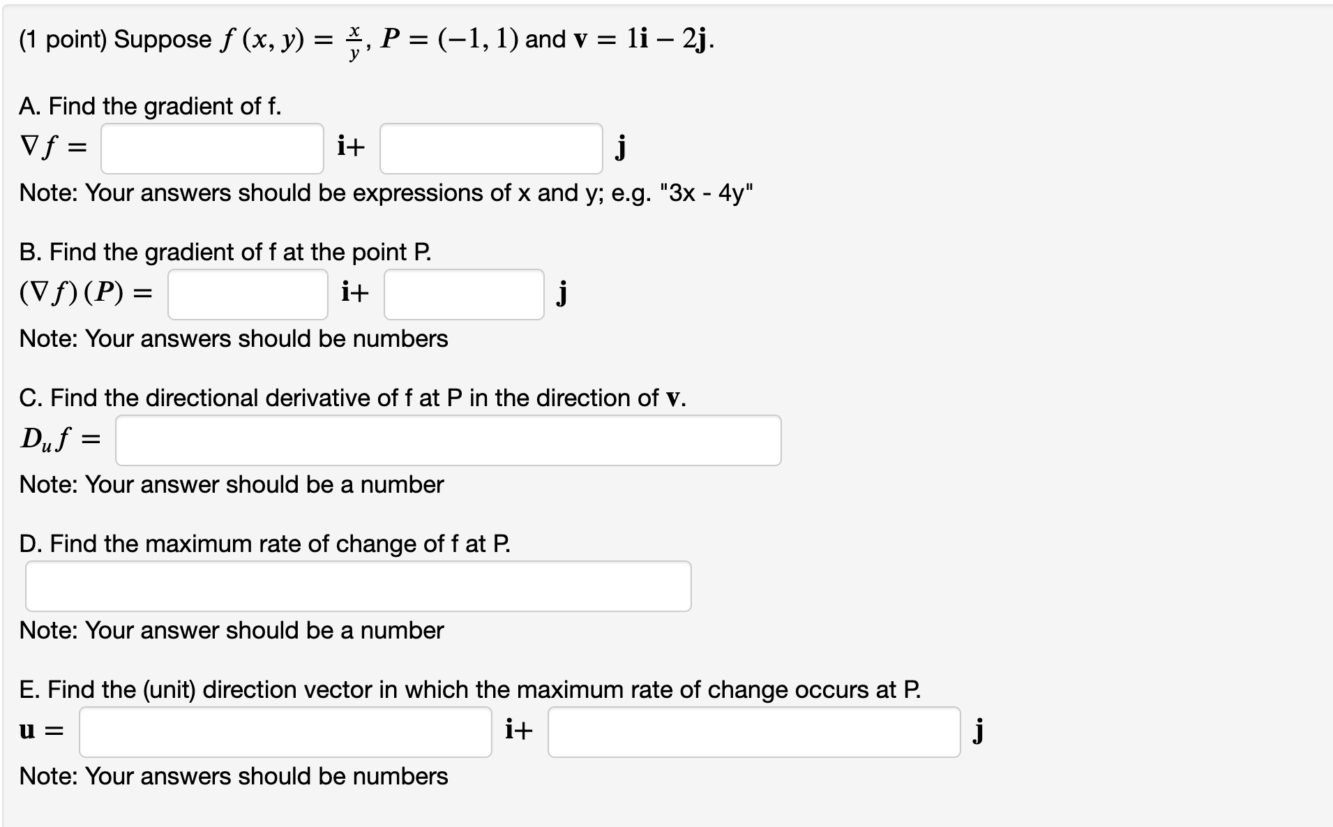 Solved (1 point) Suppose f(x,y)=xy,P=(-1,1) and | Chegg.com Solved (1 point) Suppose f(x,y)=xy,P=(-1,1) and | Chegg.com