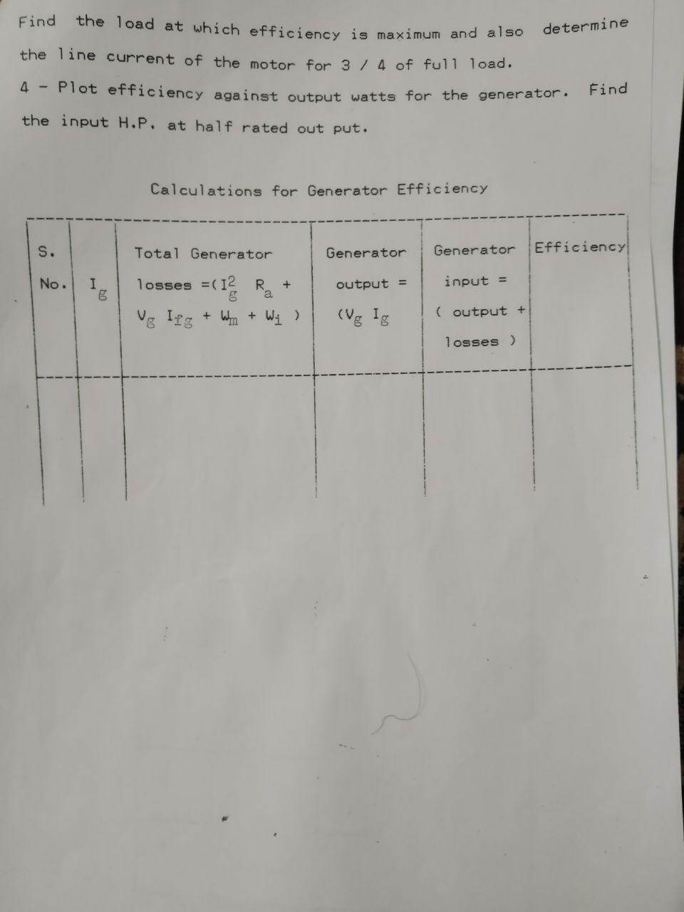 determine Find the load at which efficiency is | Chegg.com