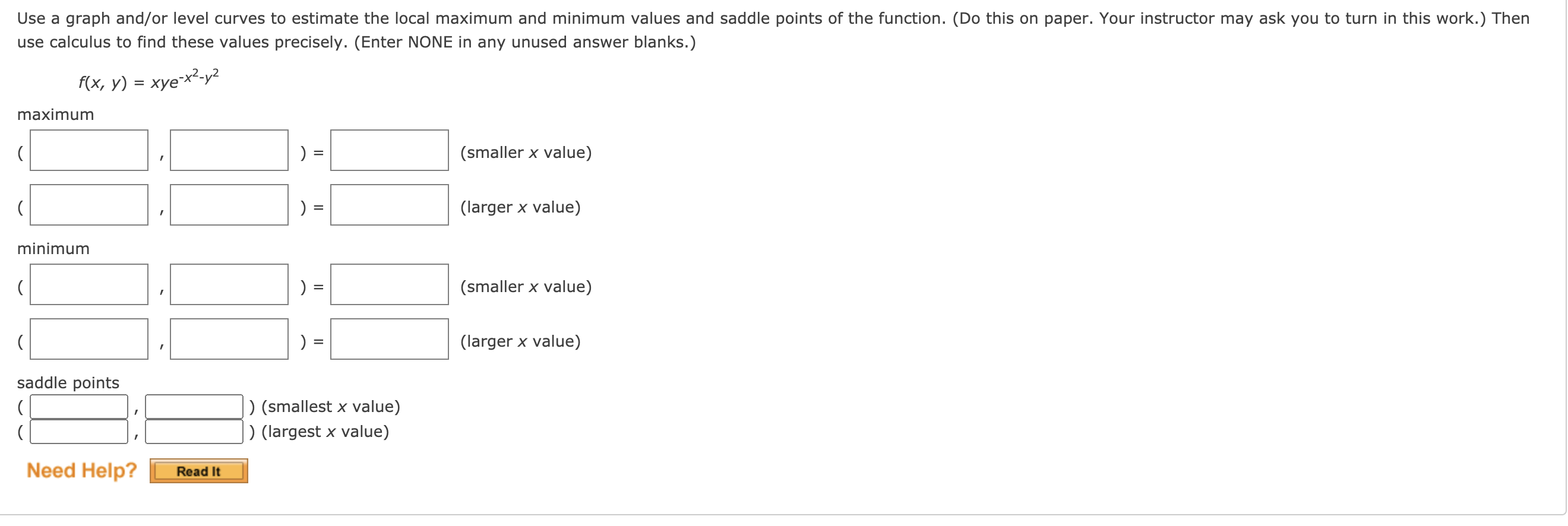 Solved Use a graph and/or level curves to estimate the local | Chegg.com