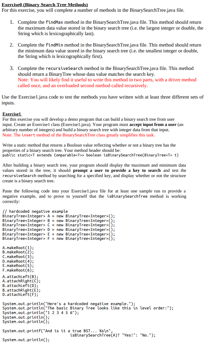 Complete the following Java Exercise, use the | Chegg.com