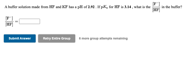 Solved A buffer solution made from HF and KF has a pH of | Chegg.com