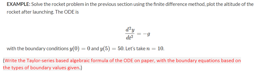 Solved EXAMPLE: Solve the rocket problem in the previous | Chegg.com