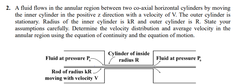 Solved A fluid flows in the annular region between two | Chegg.com