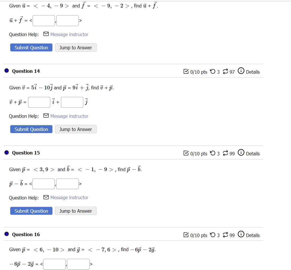 Solved Given ū= and F = , find ū+ F. | Chegg.com
