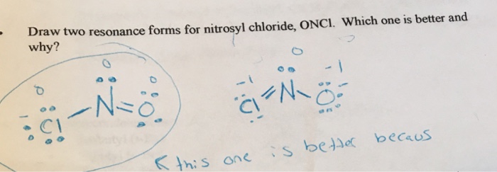 Solved Draw two resonance forms for nitrosyl chloride, ONCI. | Chegg.com