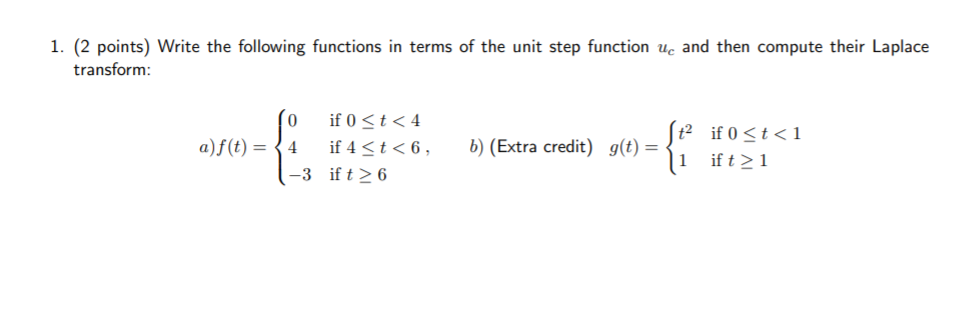 Solved 1. (2 points) Write the following functions in terms | Chegg.com