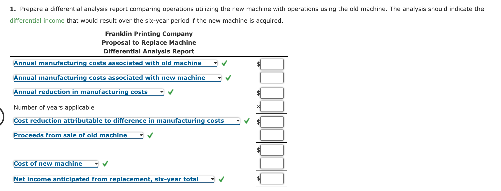 Solved Differential Analysis Report for Machine Replacement | Chegg.com