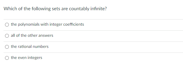 Solved Which of the following sets are countably infinite? | Chegg.com