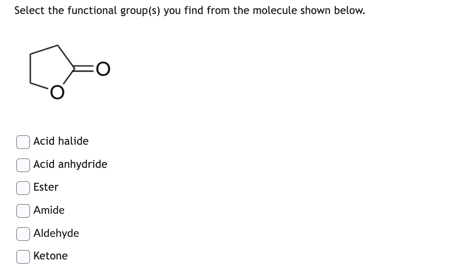 Solved Select the functional group(s) you find from the | Chegg.com