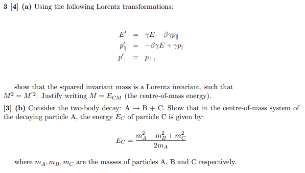Solved 3 [4] (a) Using the following Lorentz | Chegg.com