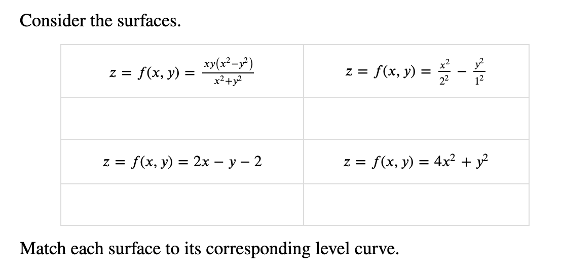 Solved Con Match each surface to its corresponding level | Chegg.com