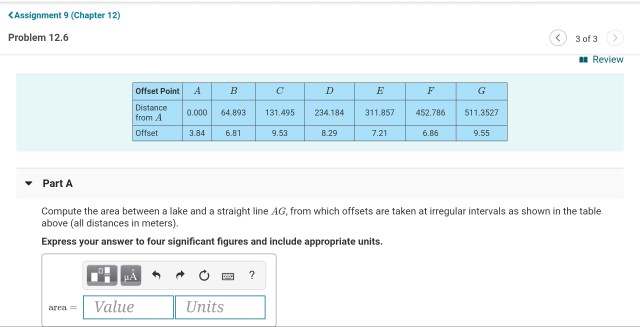 Solved Compute the area between a lake and a straight line | Chegg.com