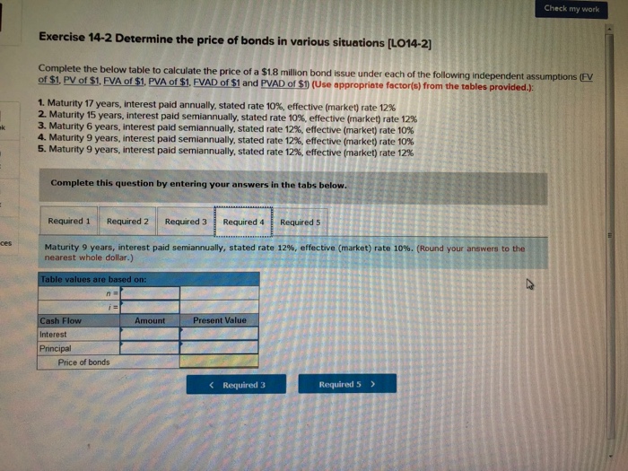 Solved Check my work Exercise 14-2 Determine the price of | Chegg.com Solved Check my work Exercise 14-2 Determine the price of | Chegg.com