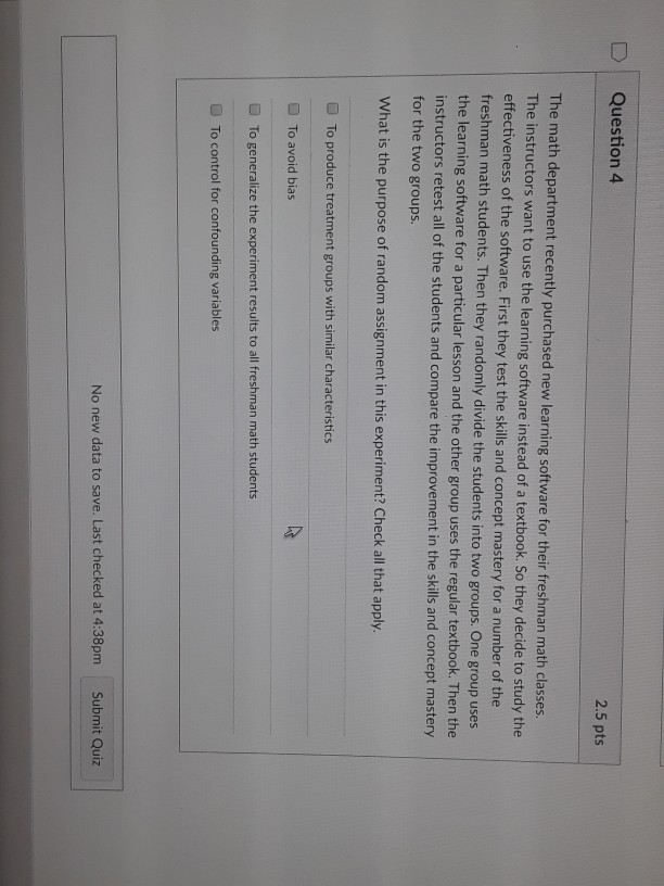 Solved: D Question 4 2.5 Pts The Math Department Recently ... | Chegg.com Solved: D Question 4 2.5 Pts The Math Department Recently ... | Chegg.com