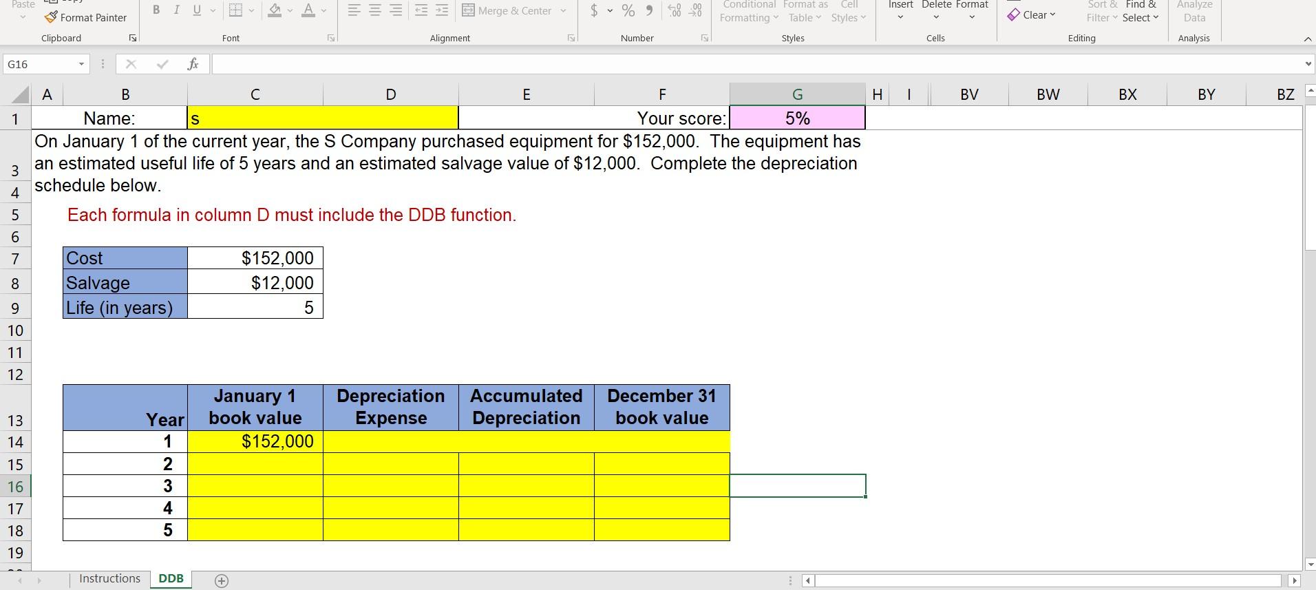 Solved Paste BIU Insert Delete Format Merge & Center $ % | Chegg.com