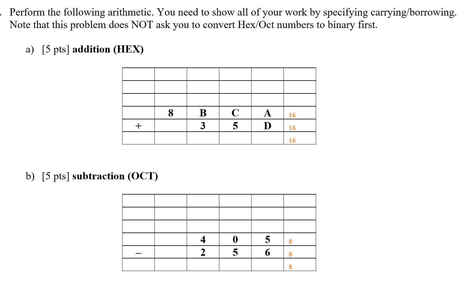 Solved Perform the following arithmetic. You need to show | Chegg.com