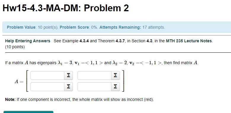 Solved Hw15-4.3-MA-DM: Problem 2 Problem Value: 10 point(s). | Chegg.com
