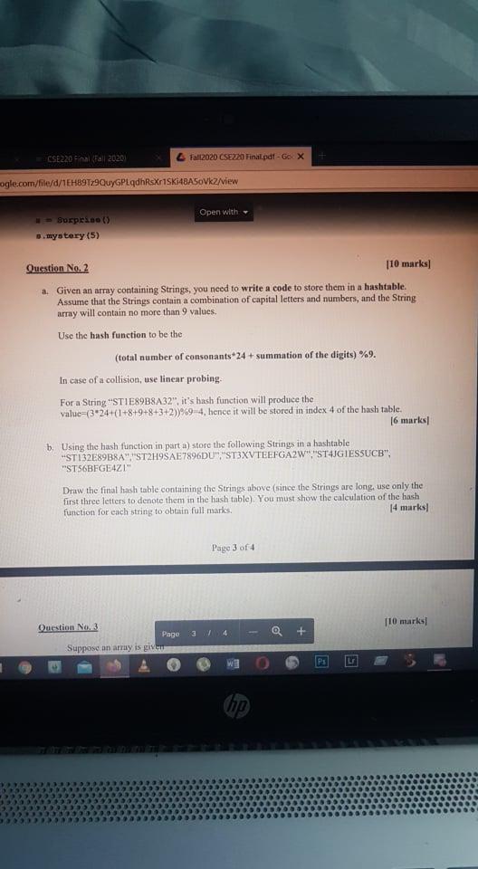 Cse220 Final Fall 2020 Fal 2020 Csezzo Finalpdf Go 