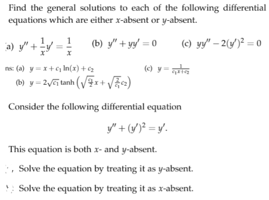 Solved Find the general solutions to each of the following | Chegg.com