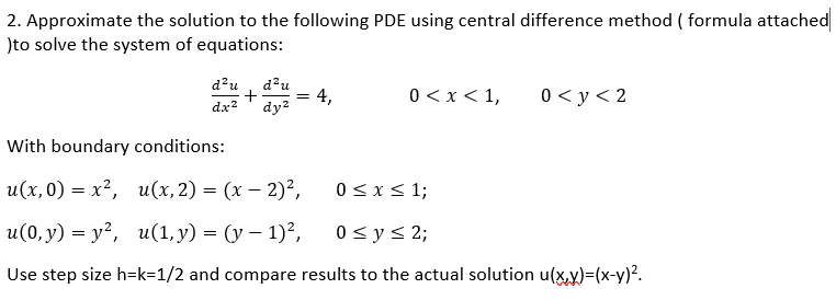 Solved 2. Approximate the solution to the following PDE | Chegg.com
