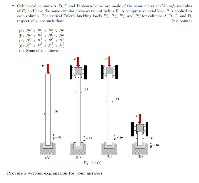 Solved 2. Cylindrical columns A, B, C and D shown below are | Chegg.com