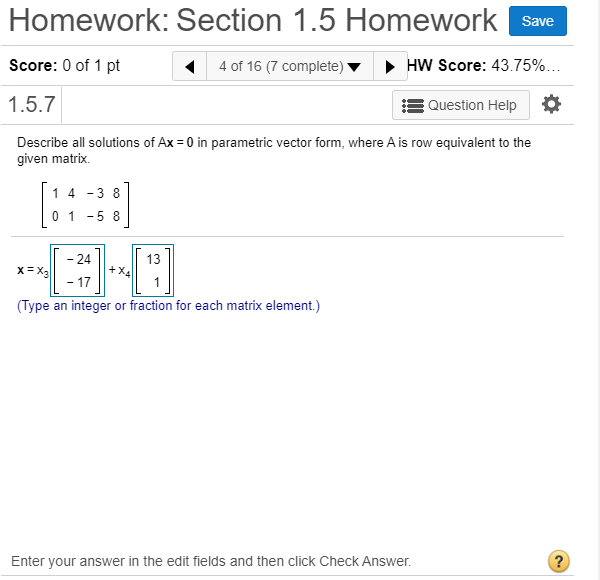 Solved Homework Section 1 5 Homework Save Score 0 Of 1 Pt