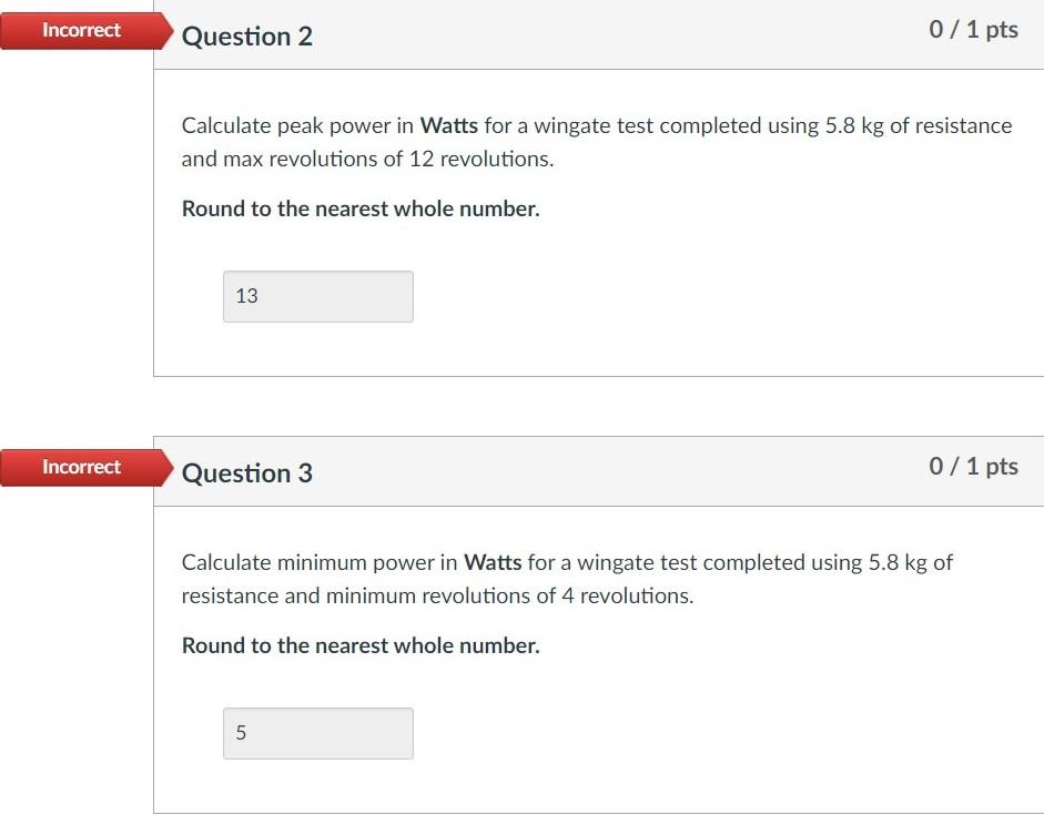 Solved Calculate peak power in Watts for a wingate test | Chegg.com