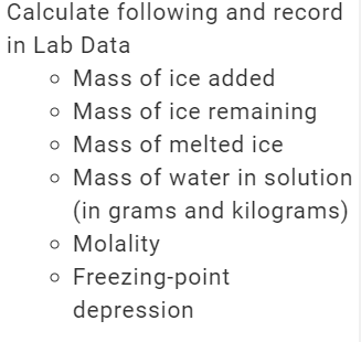 Solved Calculate following and record in Lab Data - Mass of | Chegg.com