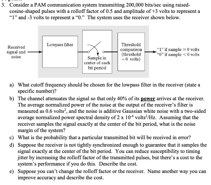 Solved Consider a PAM communication system transmitting | Chegg.com