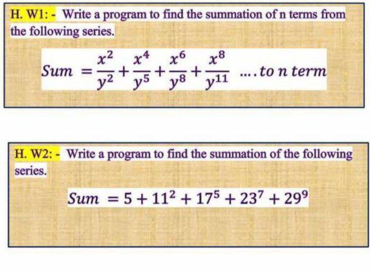 Solved H. W1: - Write a program to find the summation of n | Chegg.com