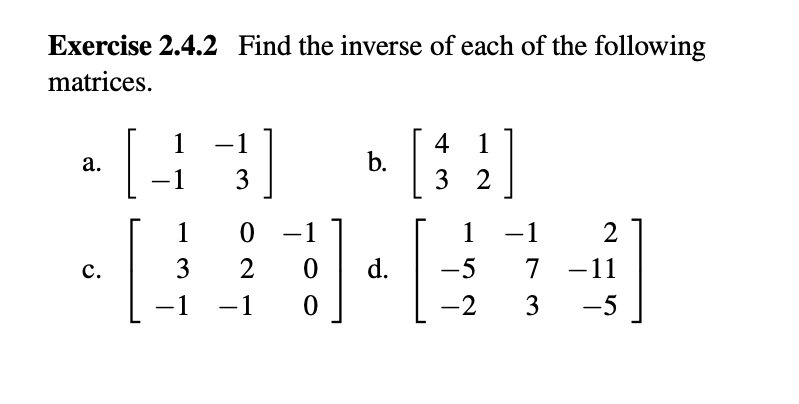 Solved Exercise 2.3.4 Verify that A2−A−6I=0 if: a. [30−1−2] | Chegg.com
