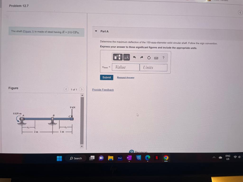 Solved Problem 12.7 The shaft (Figure 1) is made of steel | Chegg.com