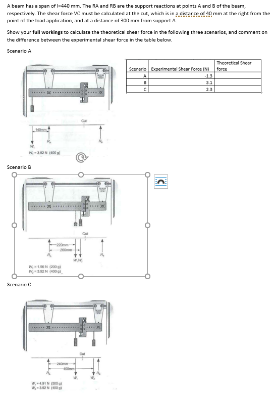 Scenario A- W`= 3.92N Scenario B W1=1.96N, W2=3.92N, | Chegg.com