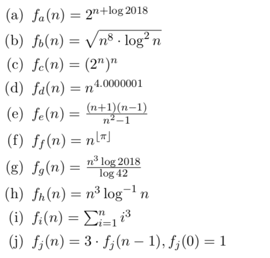 Solved List the functions from smallest asymptotic running | Chegg.com