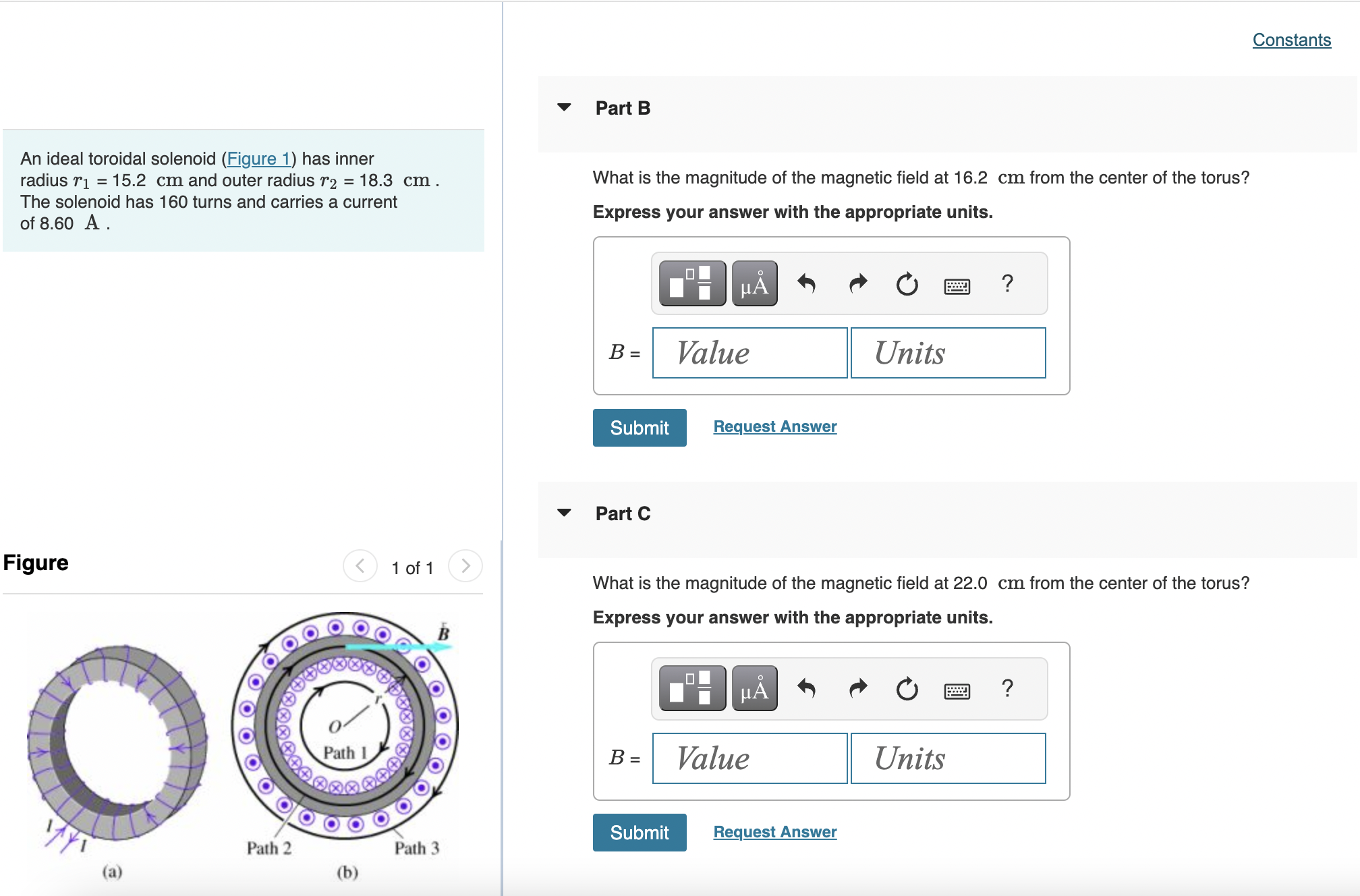 Solved An ideal toroidal solenoid radius r1=15.2 cm and | Chegg.com