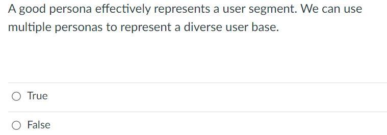 Solved A good persona effectively represents a user segment. | Chegg.com