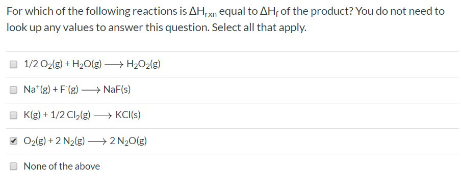 Solved For Which Of The Following Reactions Is Ahrxn Equal