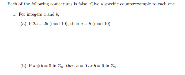 Solved Each of the following conjectures is false. Give a | Chegg.com
