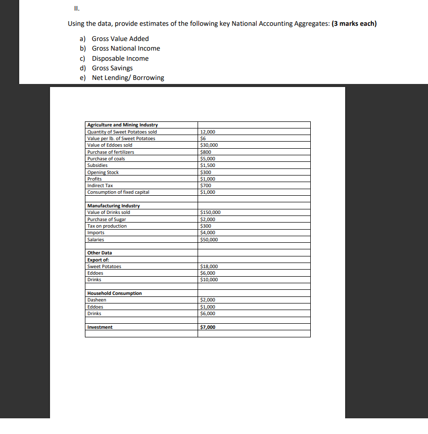 Solved Using the data, provide estimates of the following | Chegg.com