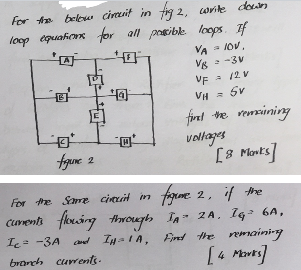 Solved For the below circuit in fig2, write down loop | Chegg.com