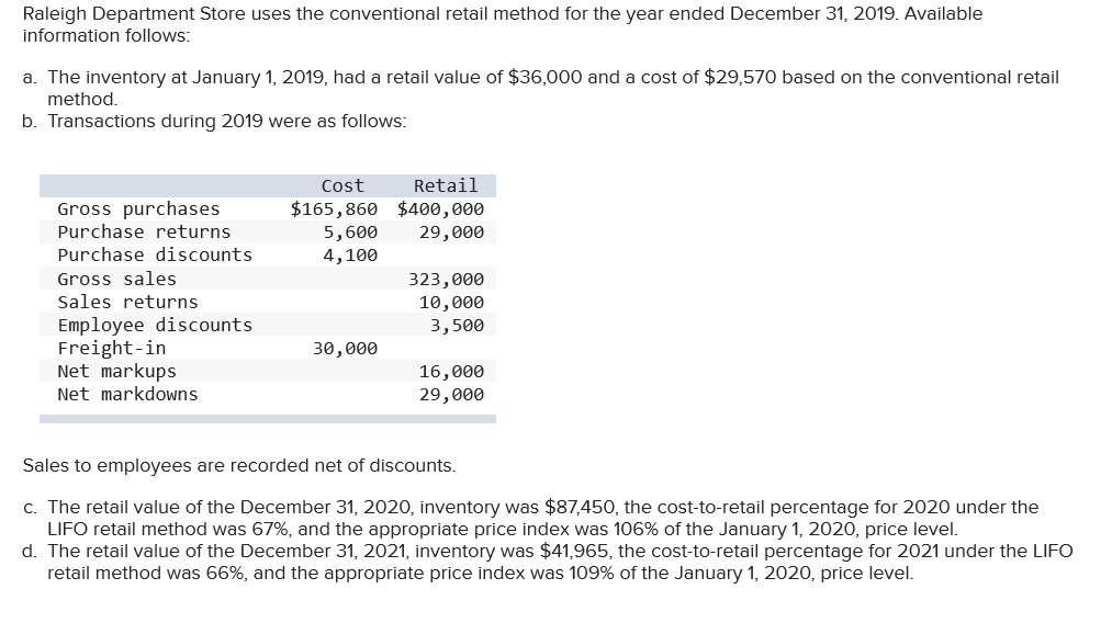 Solved Raleigh Department Store Uses The Conventional Retail Chegg solved-raleigh-department-store-uses-the-conventional-retail-chegg