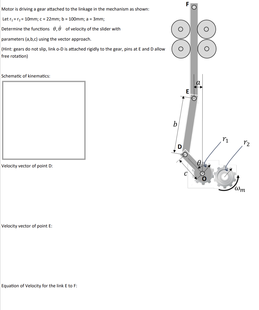 Solved Motor is driving a gear attached to the linkage in | Chegg.com