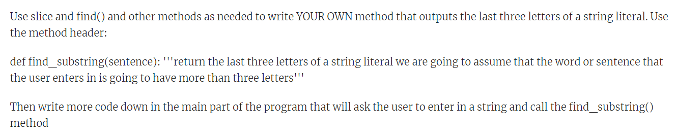 Solved Use slice and find() and other methods as needed to | Chegg.com