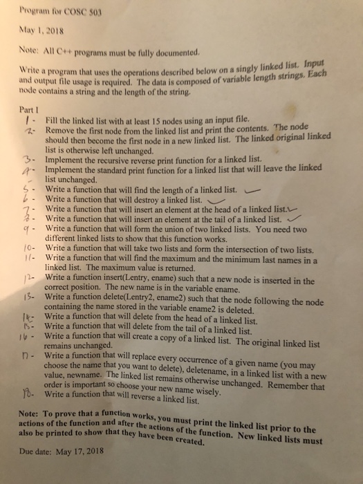Solved Program For Cosc 03 May 1 2018 Note All Programs 