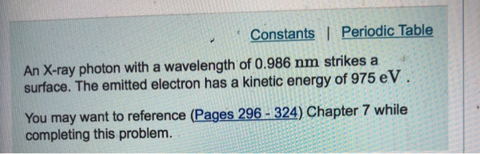 Solved Constants | Periodic Table An X-ray photon with a | Chegg.com