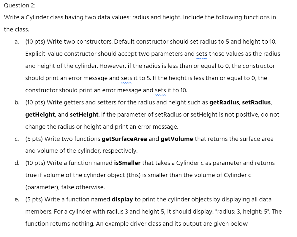 Solved In C++, Write a Cylinder class having two data | Chegg.com
