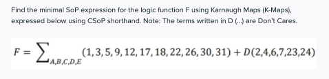 Solved Find the minimal SoP expression for the logic | Chegg.com