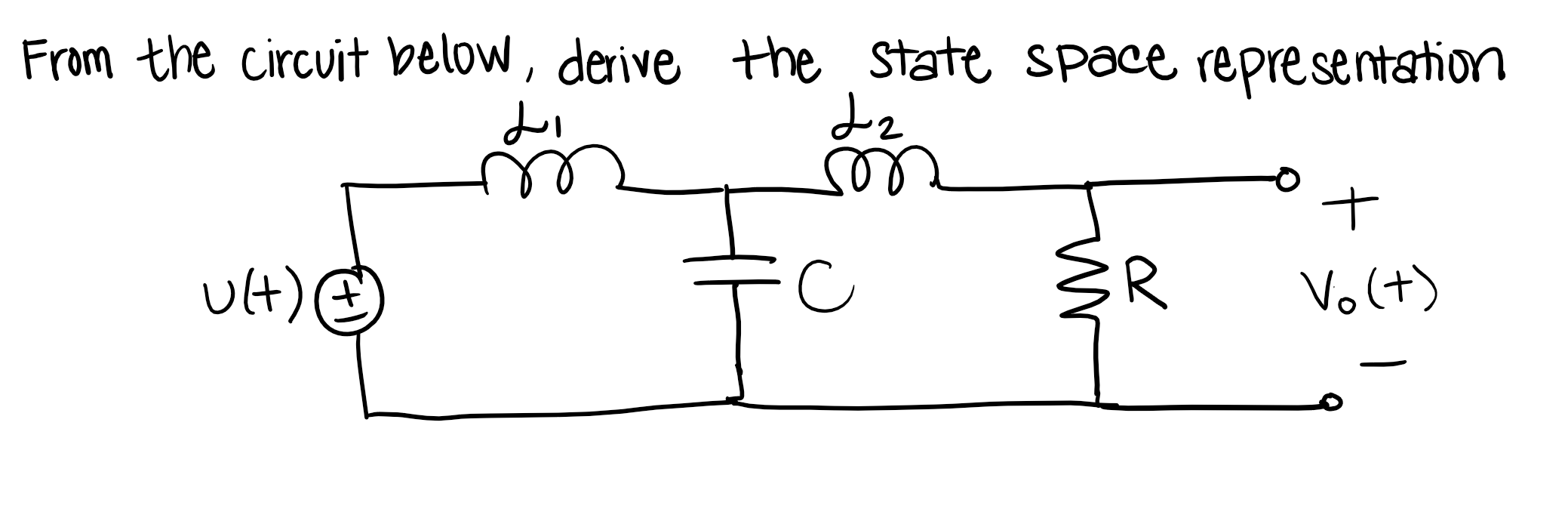 Solved From the circuit below, derive the state space | Chegg.com